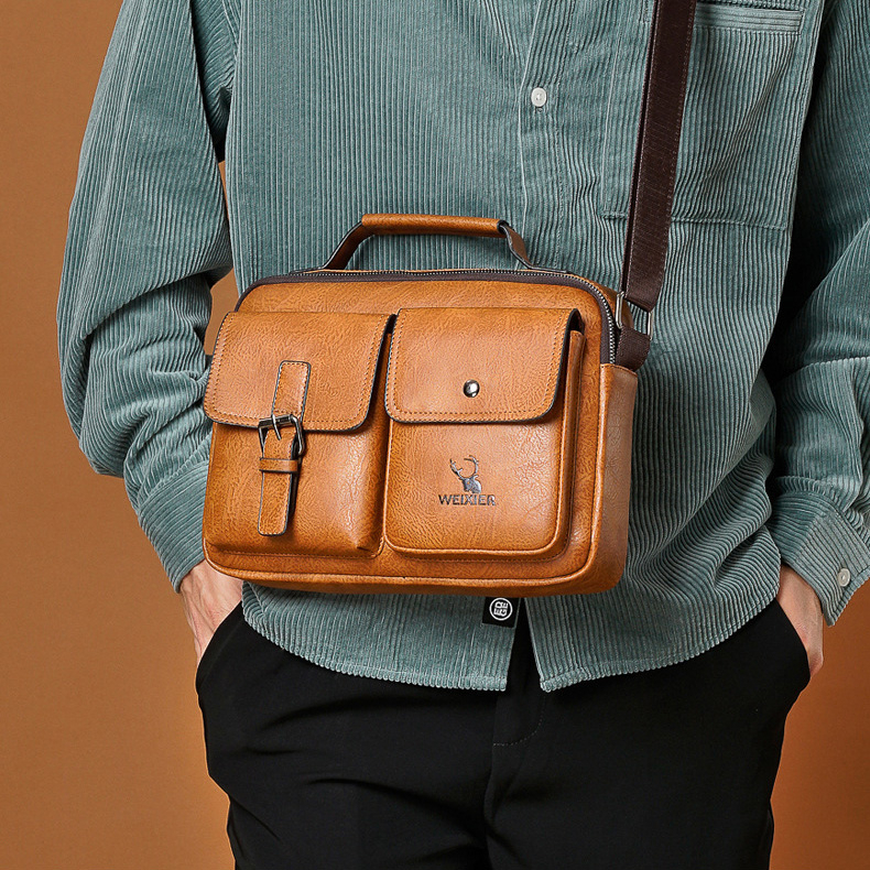 Men's Pu Leather Crossbody Bag business Postman Bag Messenger bag ...