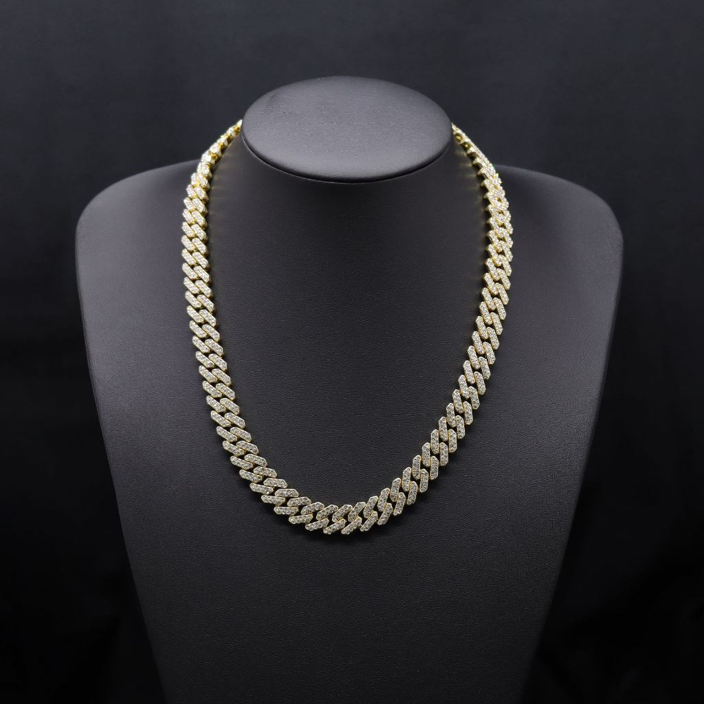 NEW 12mm Ice Cuban Chain Necklace Men's Secret Diamond Full Diamond ...
