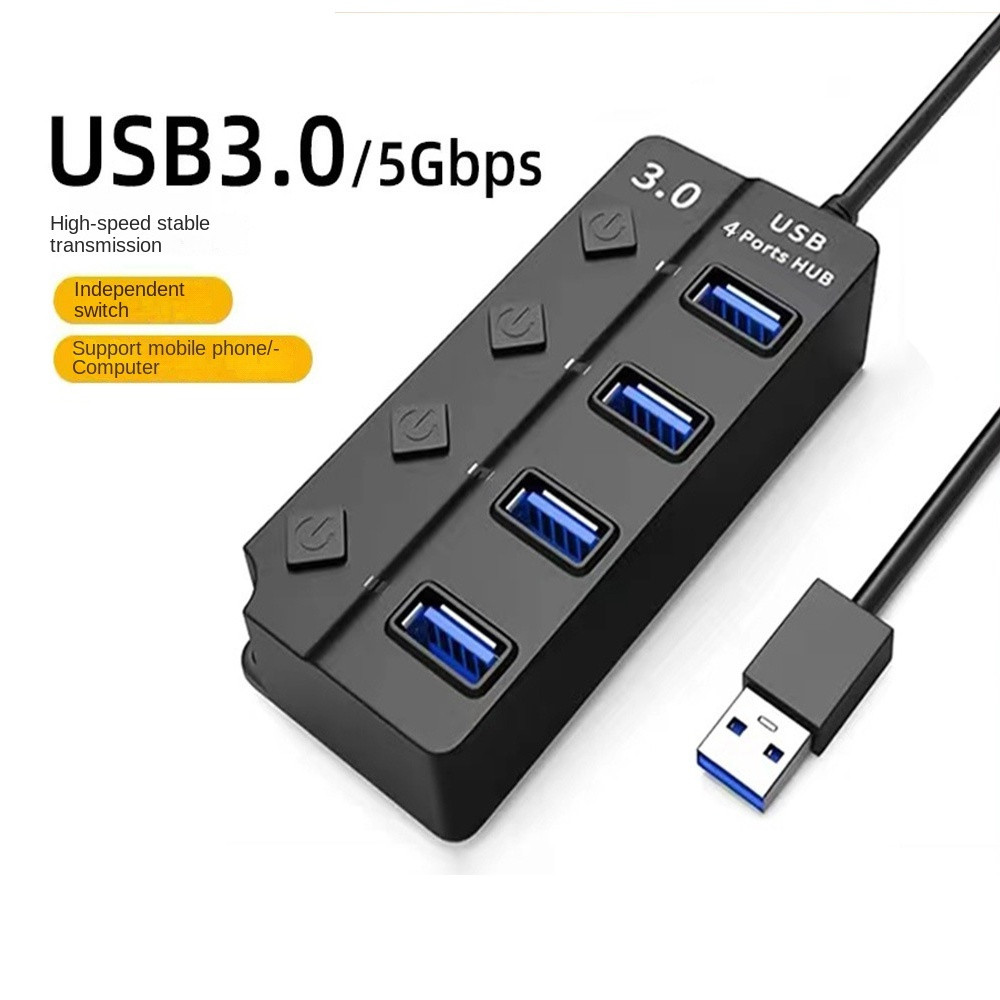 4 Port USB 3.0 Splitter Hub Portable Adapter Converter Fast Charger ...