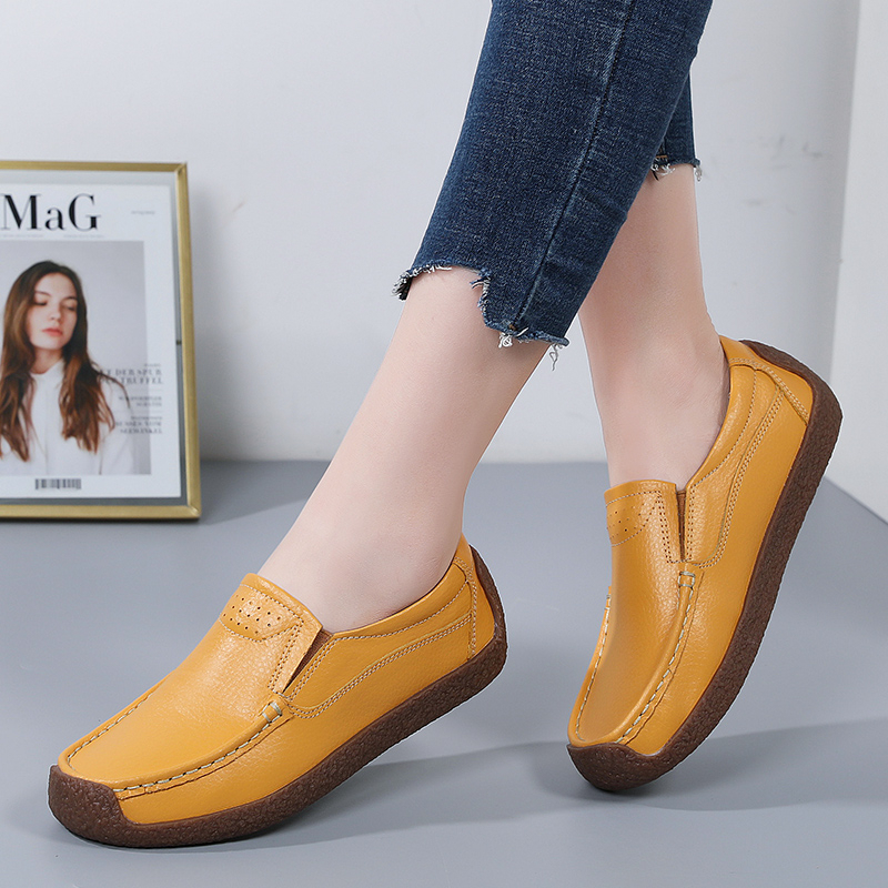 Raya 2023White shoes versatile Genuine Leather Soft Sole Loafers ...
