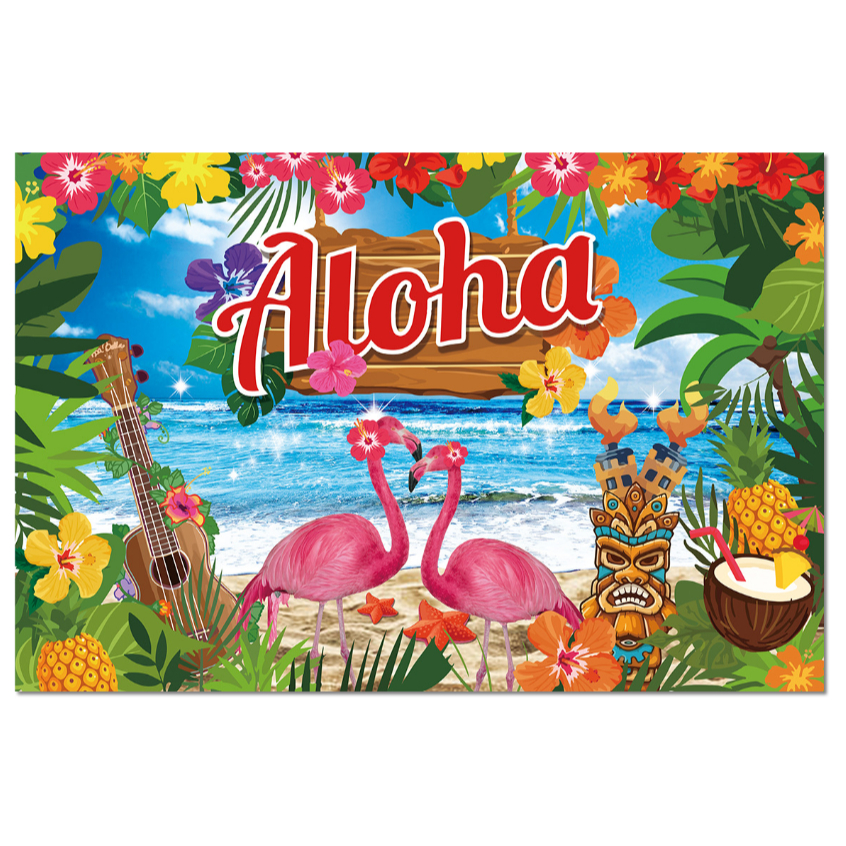 Hawaiian Aloha Backdrop Theme Birthday Party Supplies 5x3ft Tropical ...