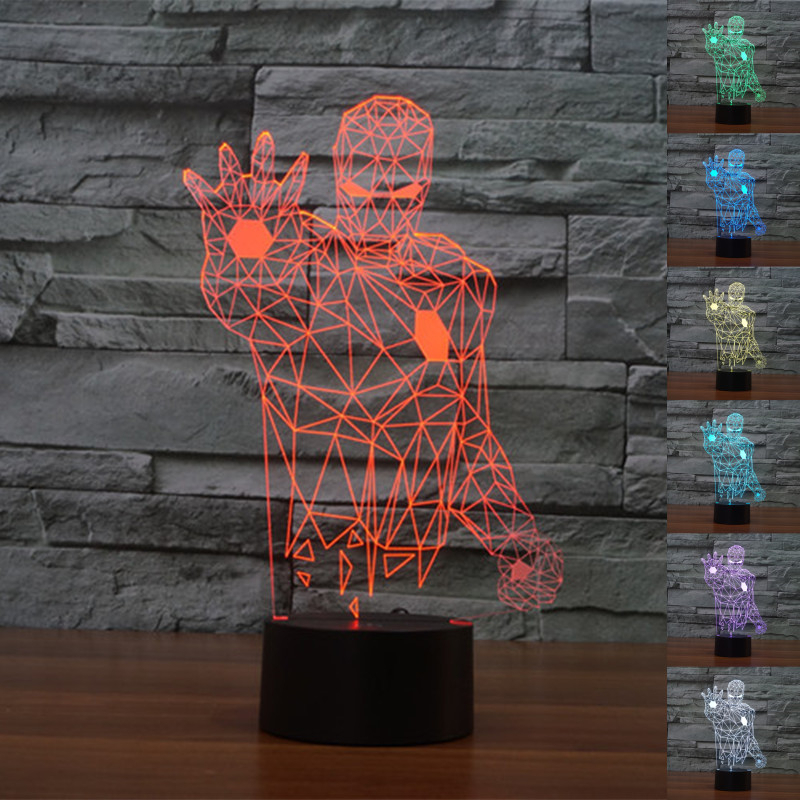 Marvel Super Hero Night Light 7 Colors Gradient Iron Man USB LED Table ...