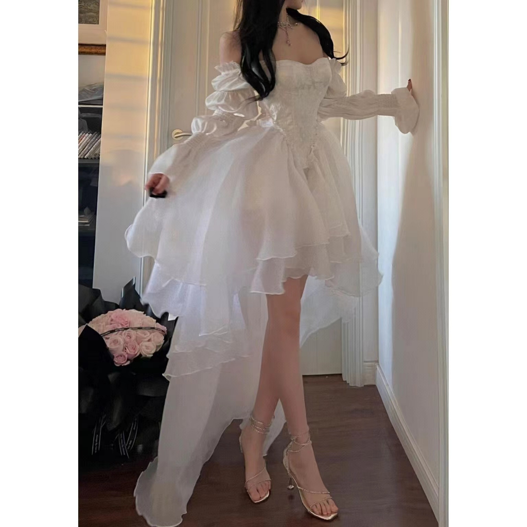 Princess Dress Short Front And Long Back Design Large Tail long Legs ...