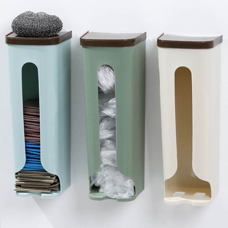 Garbage Bag Storage Box Kitchen Plastic Collector Wall-Mounted ...