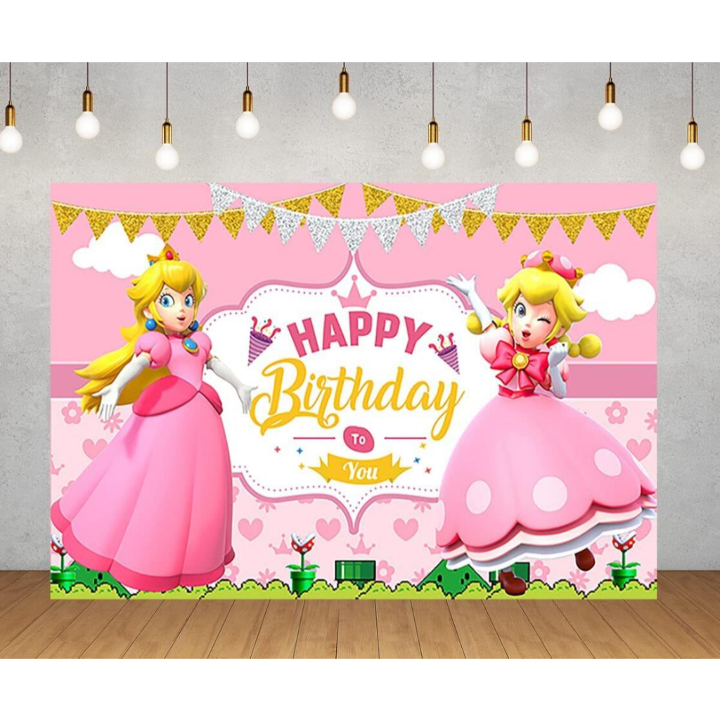 Princess Peach Photography Backdrop for Girls Birthday Party Decoration ...