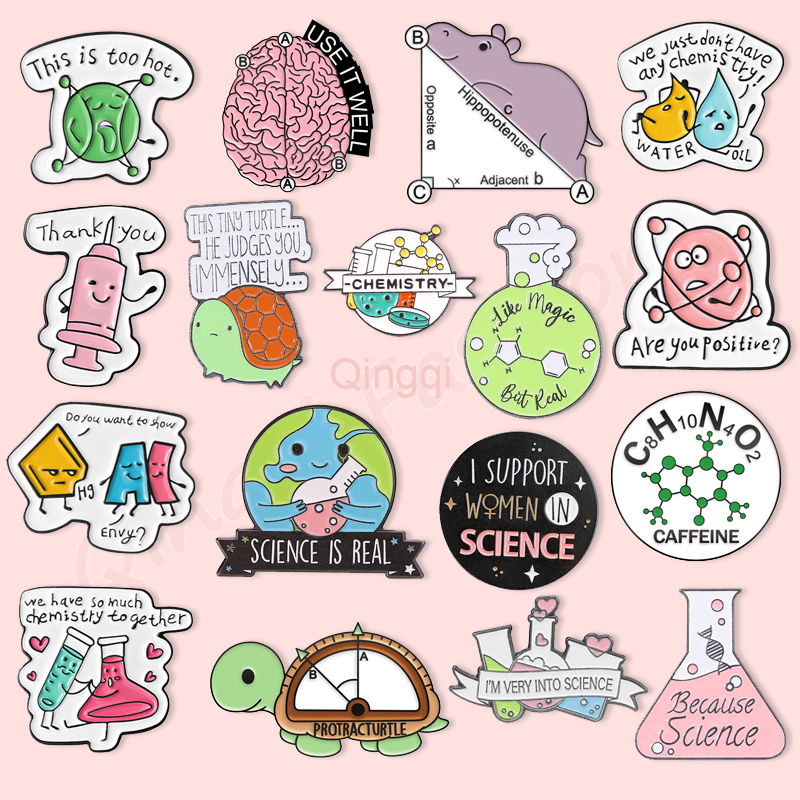 Cartoon Science Is Real Enamel Pin Cute Math Chemical Molecular ...