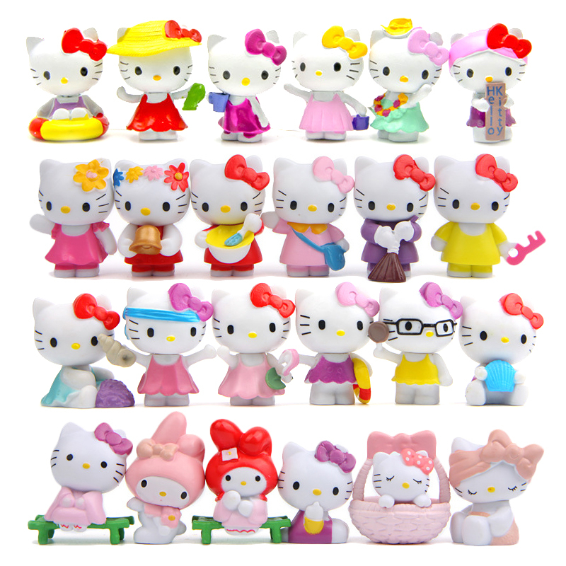 6pcs Hello Kitty Sanrio Miniature Figures KT Cat Table Decoration Mini ...
