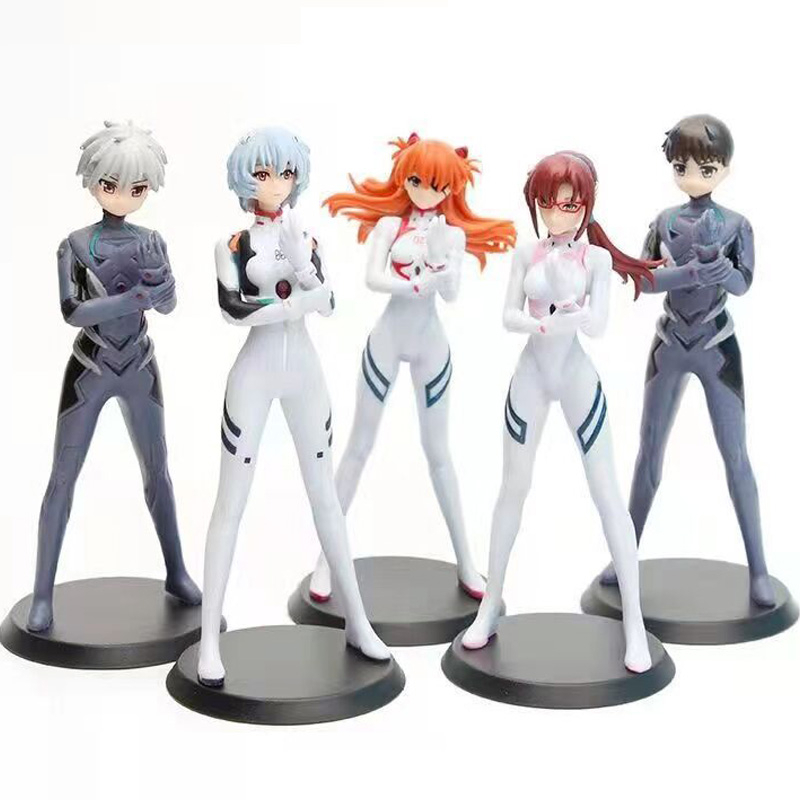 5pcs EVA Rei Action Figures NEON GENESIS EVANGELION Mari King Asuka ...