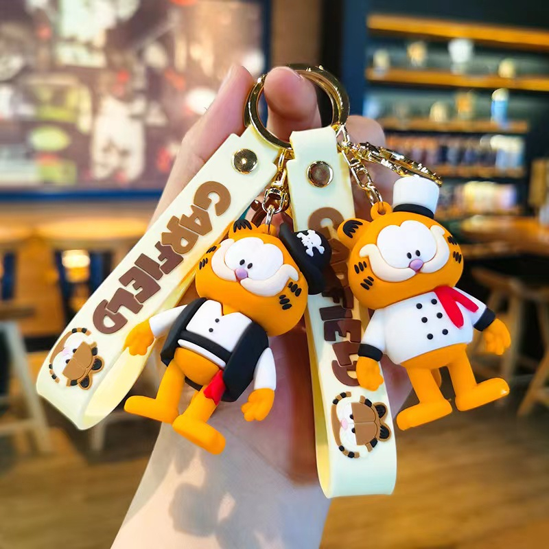 1 Pc New Anime Garfield Figure Keychain Christmas Garfield Cowboy Doll ...