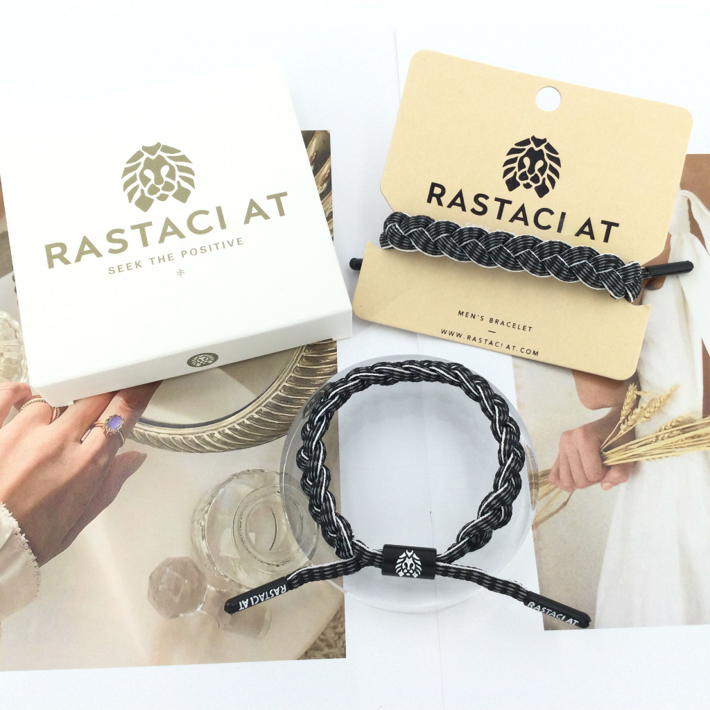 RASTAClAT Reflective Men Bangle Black Bracelet Rope Premium Gift Box ...