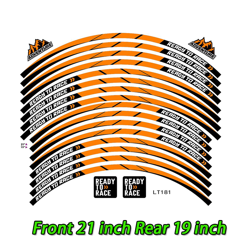Reflective Motorcycle Wheel Sticker Motocross Rim Decal Stripe 21''19 ...