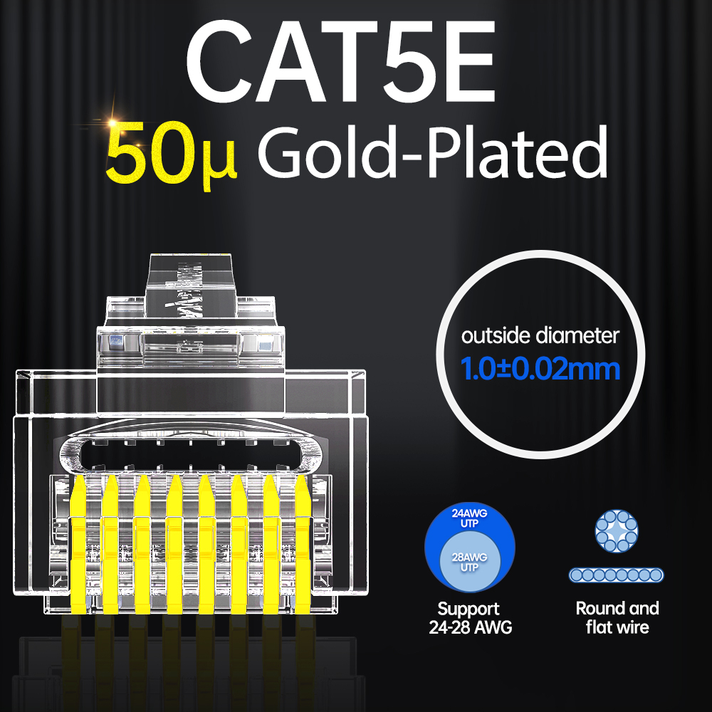 AMPCOM Pass Through EZ UTP RJ45 Connectors , 100PCS CAT6 CAT5E Pass ...