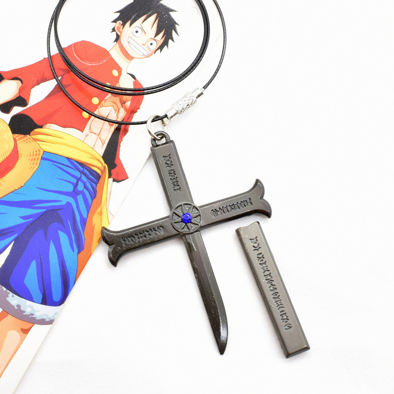 Anime One Piece Dracule Mihawk Cross Necklace Pendant Sword Blade Eagle ...