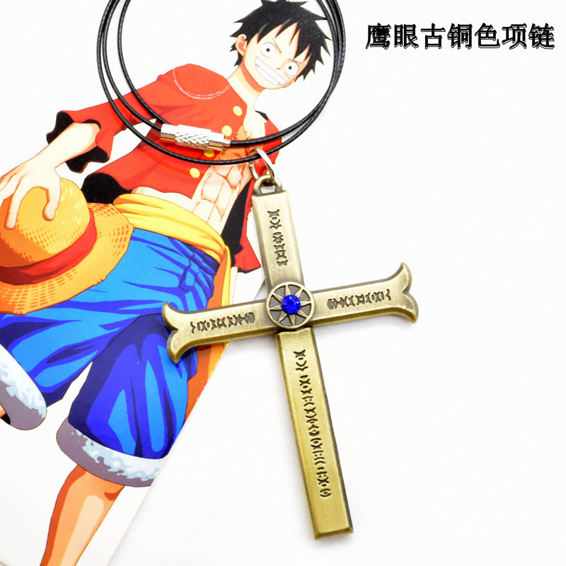 Anime One Piece Dracule Mihawk Cross Necklace Pendant Sword Blade Eagle ...