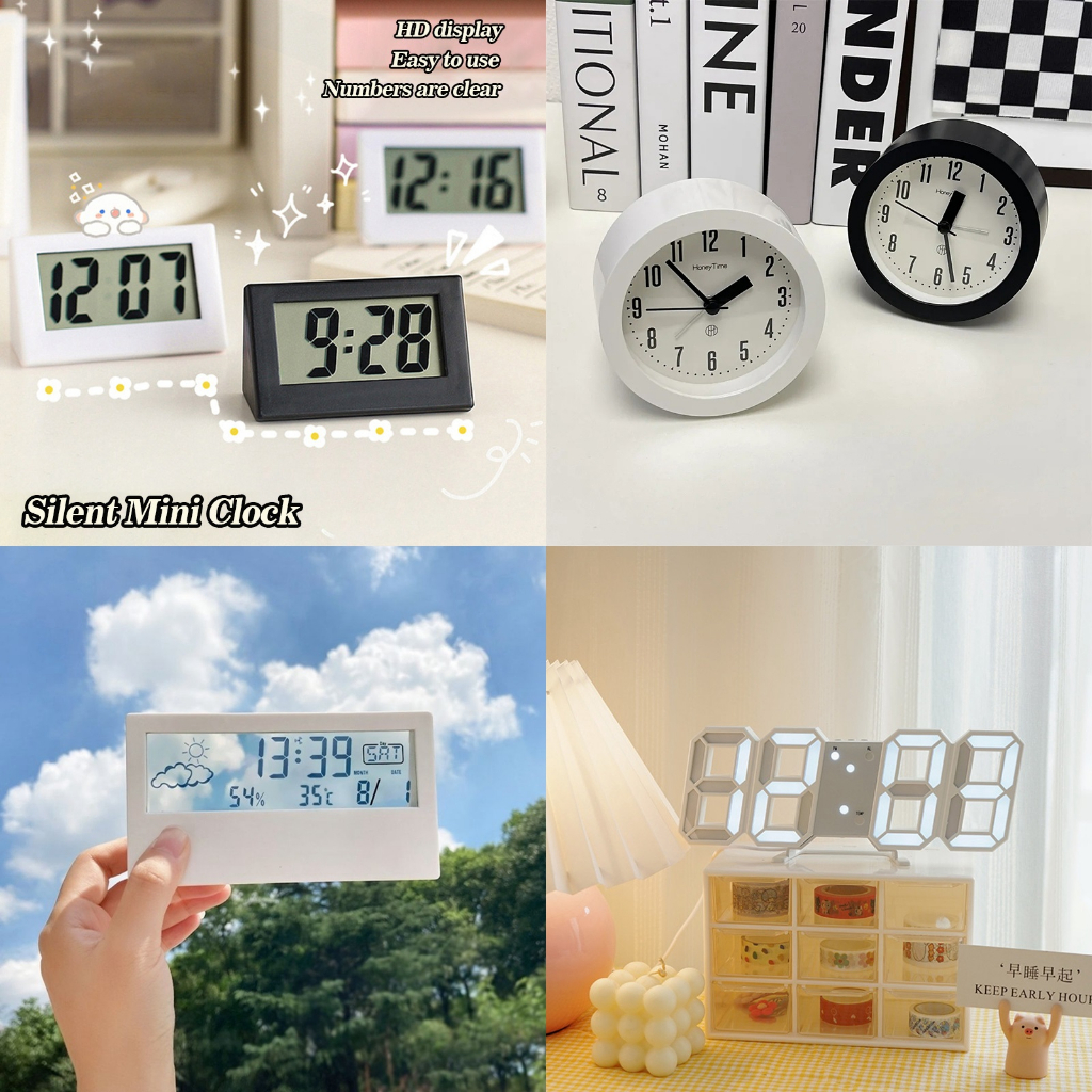 Silent Mini Clock with Battery Digital Alarm Clocks Home Decor Clock ...