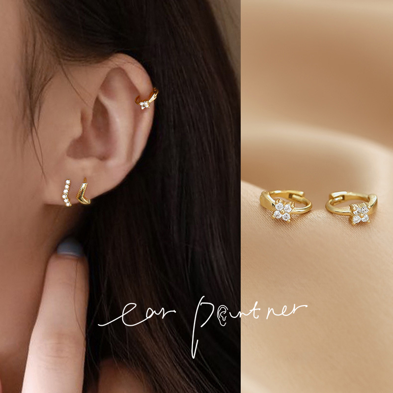 Ear Partner Simple Cute Small Zircon Hoop Earrings Fashion Luxury Gold ...