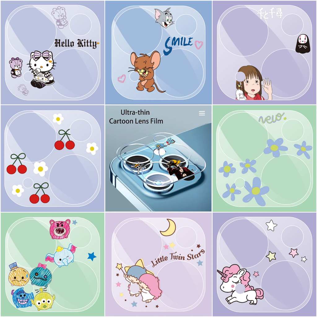 Lens Tempered Glass Cover For iPhone 13 Mini Pro Max Cartoon Back ...