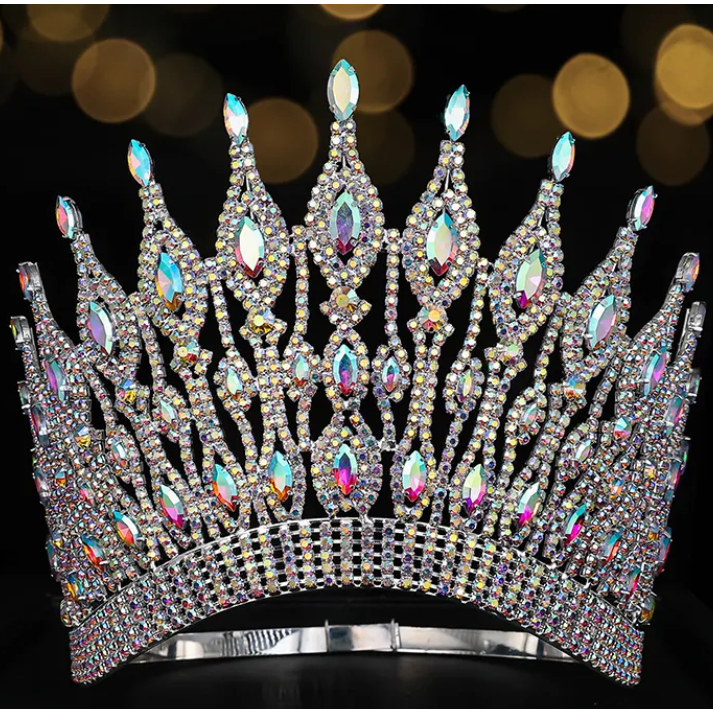 Levery Big Miss World Beauty Pageant Crown Silver AB color Tiaras ...