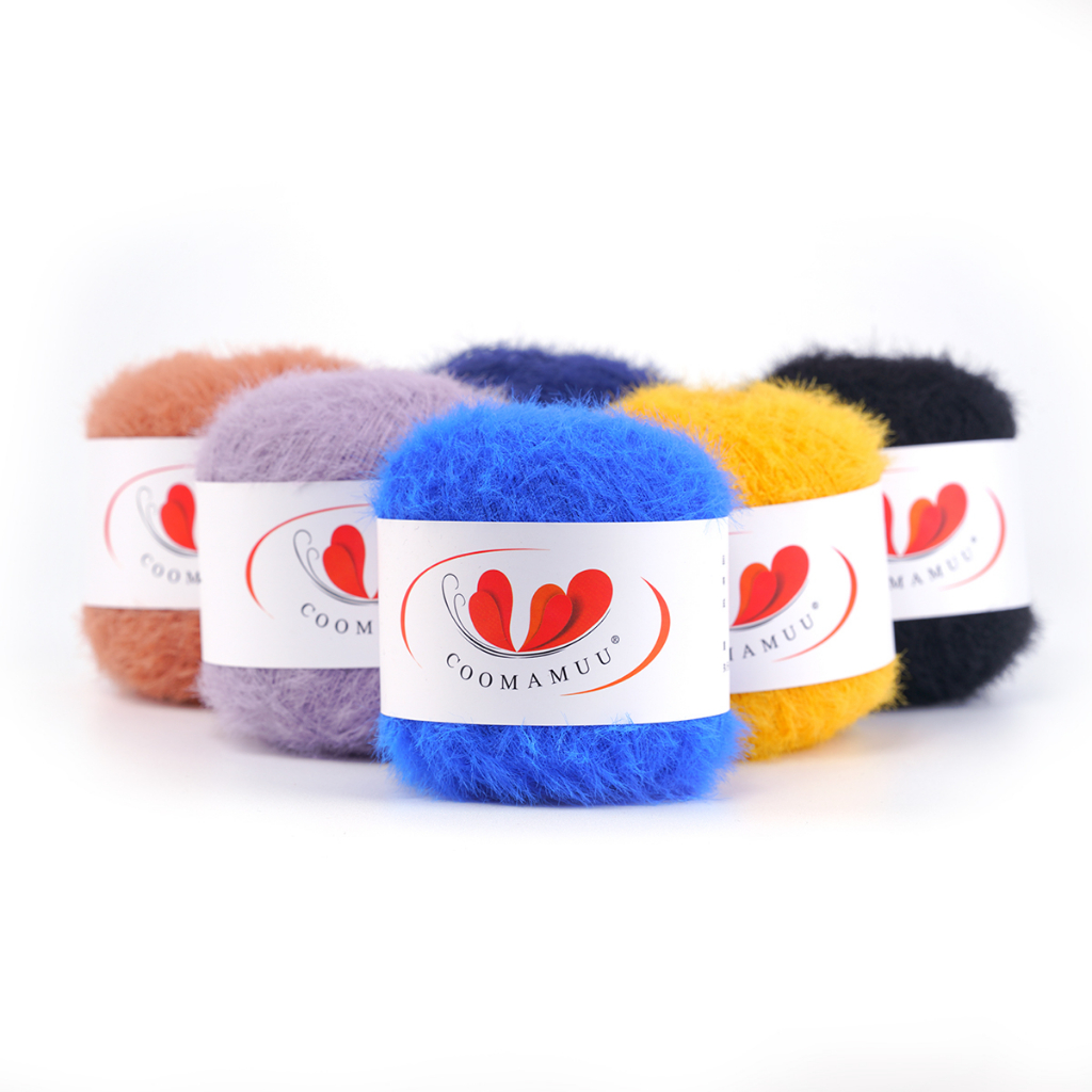 50G Imitation Mink Down Woolen Yarn 2Cm Fluffy Fur Baby Thread Double ...