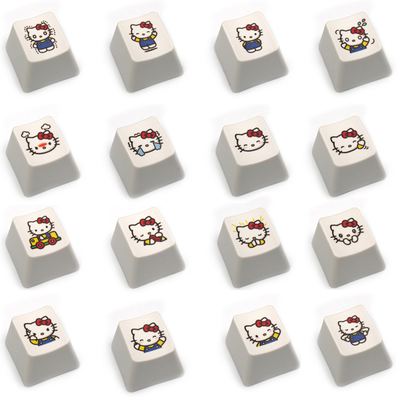 4 pcs Sanrio Hello Kitty Mechanical Keyboard Keycaps OEM R4 Profile PBT ...