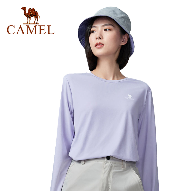 CAMEL quick-drying long-sleeved T-shirt men's and women's high elastic sunscreen icy top ...