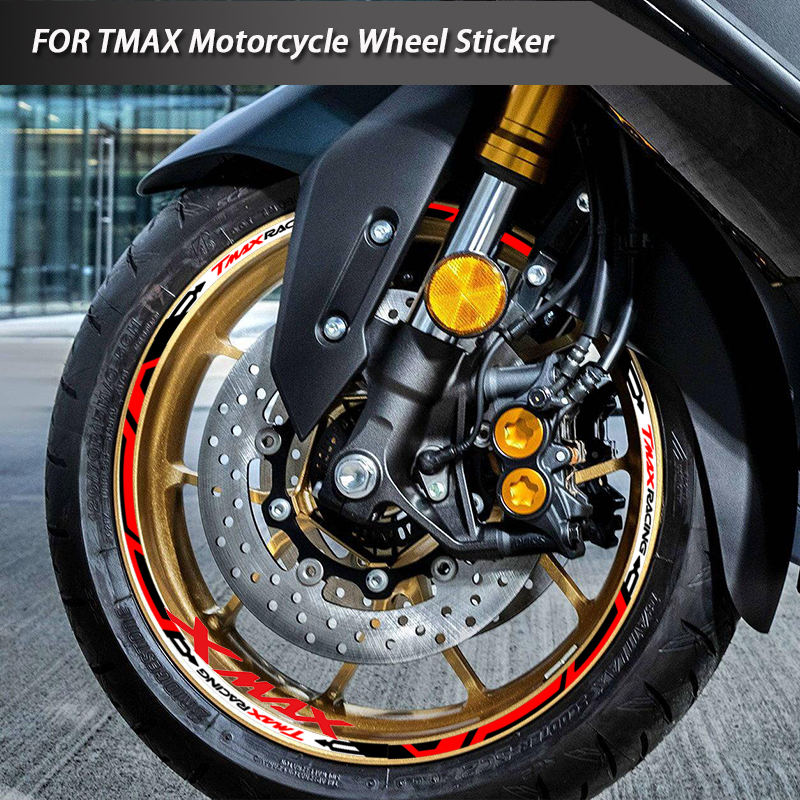 TMAX Reflective Motorcycle Wheel Rim Sticker Scooter Hub Stripe Tape ...