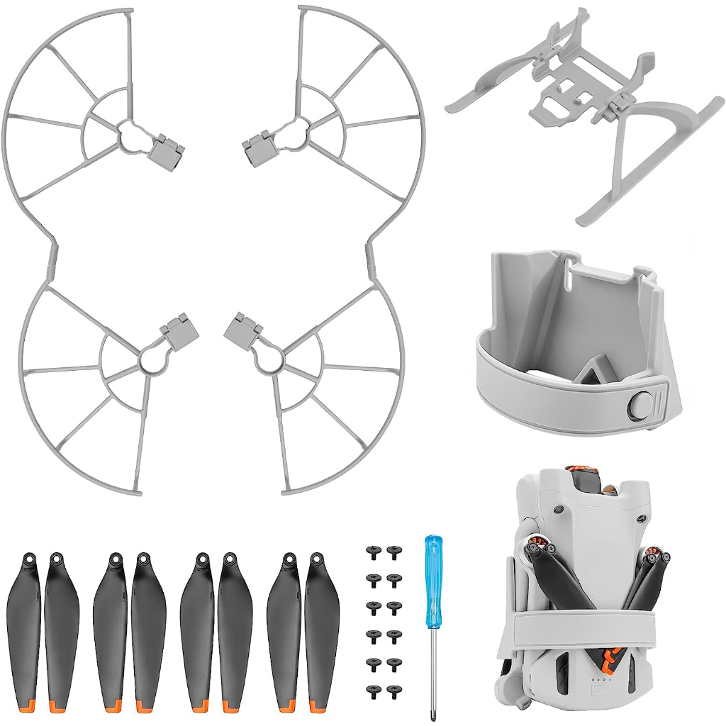 Mini 3 Pro Propeller Guard + Propellers + Landing Gear Leg Extensions + Propellers Holder Strap ...