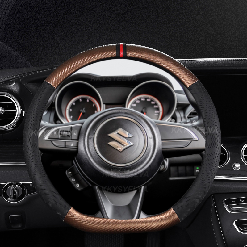 Carbon Fiber Leather D Shape Car Steering Wheel Cover For Suzuki Swift ...