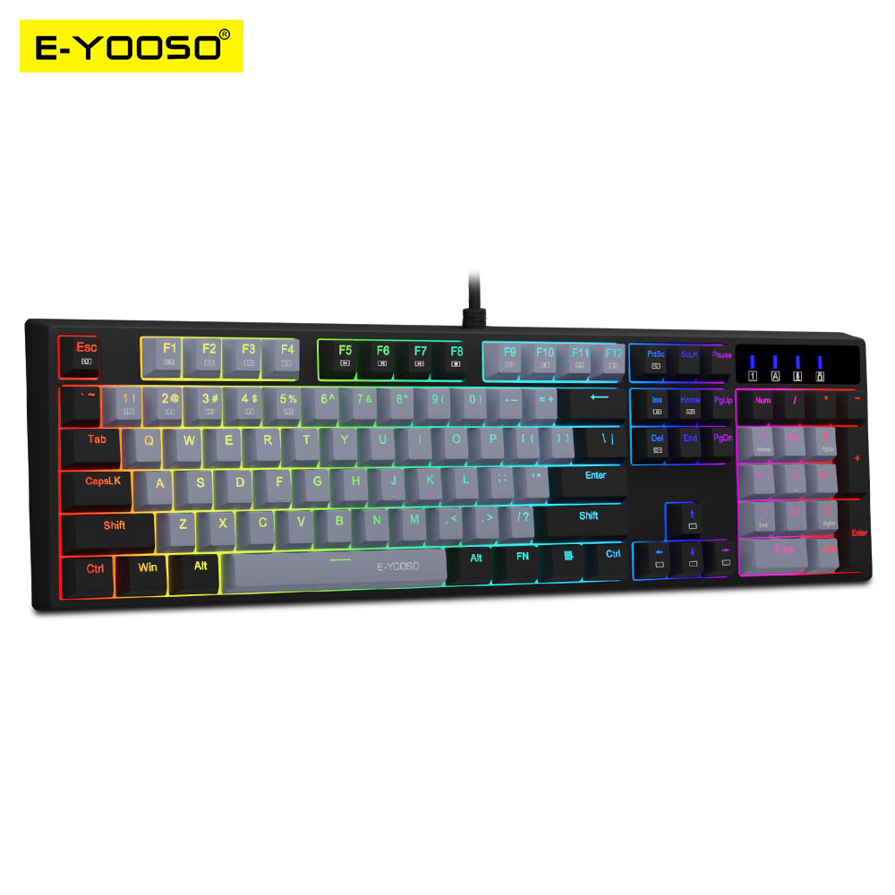 E-YOOSO Z14 RGB USB Mechanical Gaming Wired Keyboard Red Switch 104 Key ...