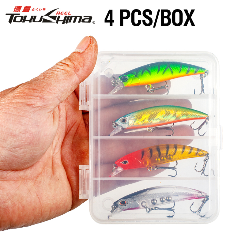 4Pcs/Set Casting 3D Eyes Fishing Bait 6.8cm/4g Hard Baits Set Minnow ...