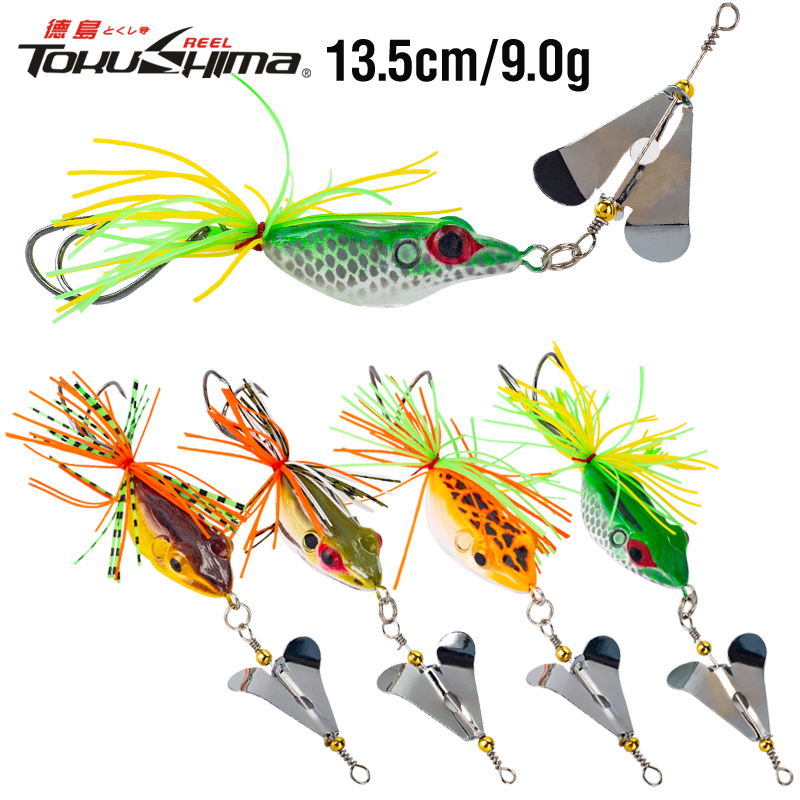 1Pcs Soft Frog Lure 13.5cm/9g Floating Toman Swimbait Spoon 3D Eyes ...