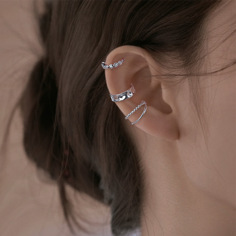 Design Style Zircon Geometric Side Earrings Female Korean Version Cool ...