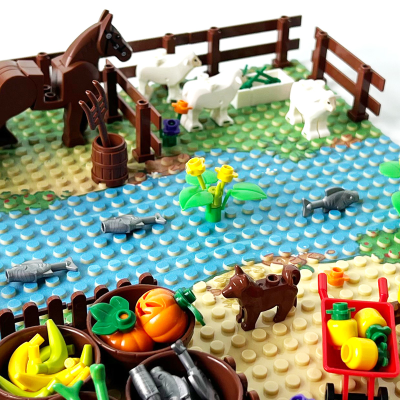 City Farm Scene Animal Building Block 32x32 Dots Baseplate Chicken ...