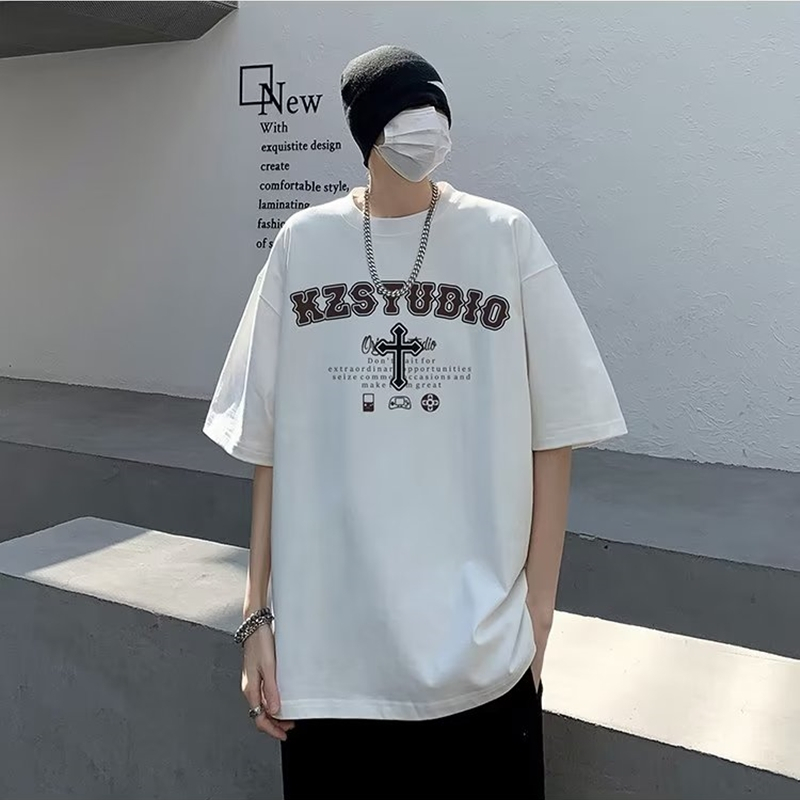 Letter Print Short Sleeve Men Loose Sports Couple T-Shirt Fashion ...