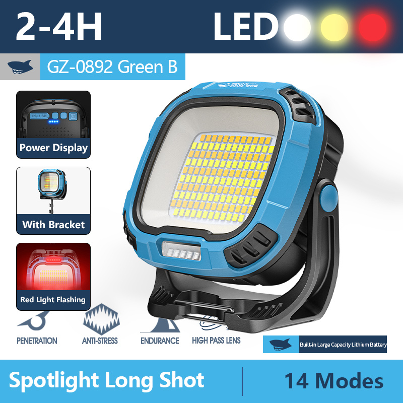 Smiling Shark Work Light LED COB Flashlight White Yellow Red Light USB ...
