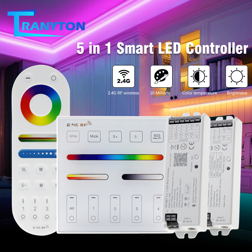 Smart LED Controller WiF Bluetoothi Touch Control BT 5 IN 1 2.4GHz RF ...