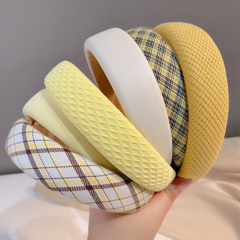 Yellow Solid Color Hair Band Female Head Cap Band Female Hair Ornament ...