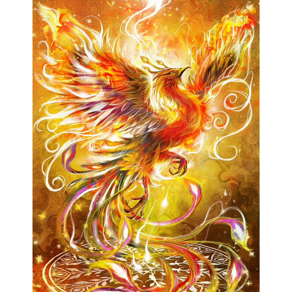 Full Diamond 5D Diamond Painting Gold Fire Phoenix Mosaic Cross ...