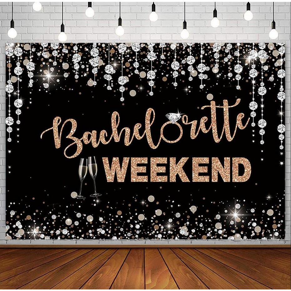Bachelorette Weekend Backdrop for Parties Diamond Black and Rose Gold ...