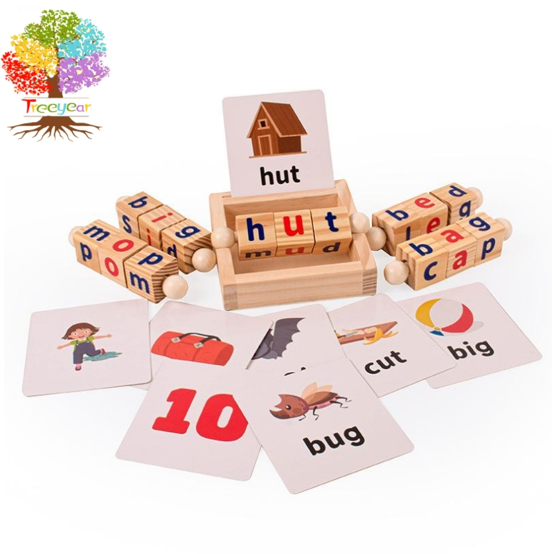 Montessori Toys for Toddlers 2 3 4 Years Old Wooden Reading Blocks ...