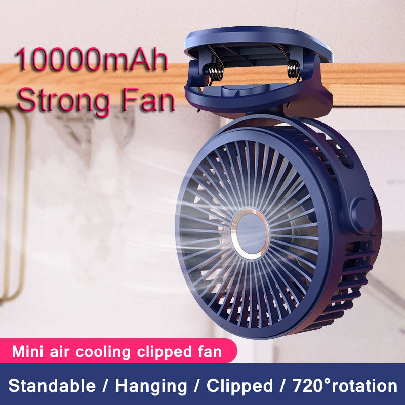 10000mAh Small Clip on Fan,Chargeable Mini Fan Clip Desk Fan 4 Speeds ...