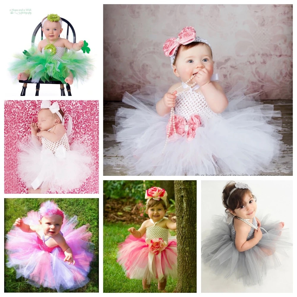 Multicolor Baby Crochet Flower Tutu Dress Infant Girls Tulle Dress ...