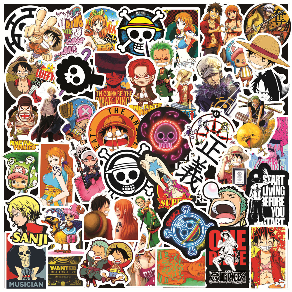 100/50PCS Anime One Piece Stickers For Notebook Laptop Helmet Decal ...