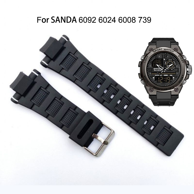 Strap for SANDA 739 6008 6024 6092 Watch strap Rubber Replacement ...