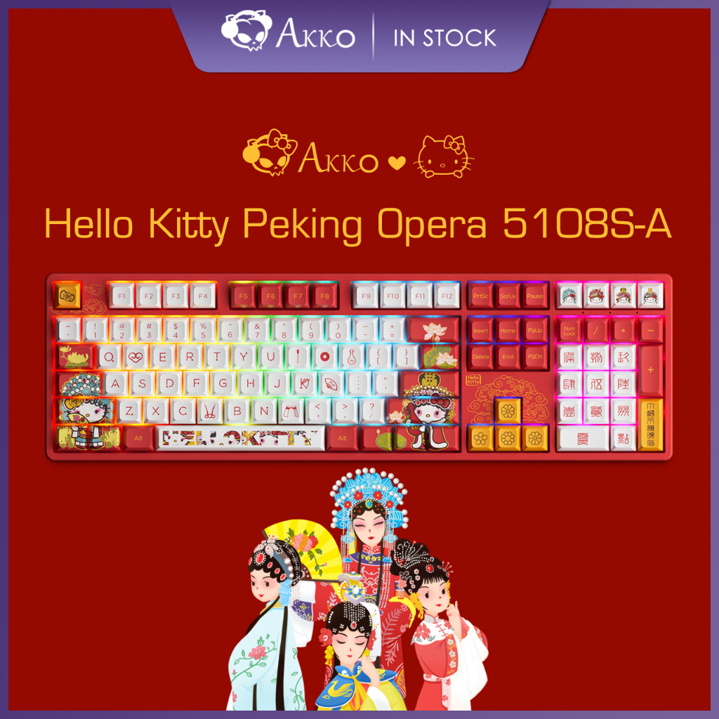 Akko Hello Kitty Peking Opera 5108S Wired Mechanical Keyboard with RGB ...