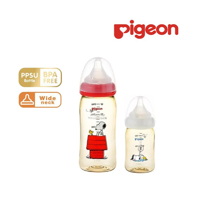 【Ready Stock】PIGEON wide neck Snoopy PPSU Bottle Newborn Baby Plastic Anti flatulence Pigeon ...