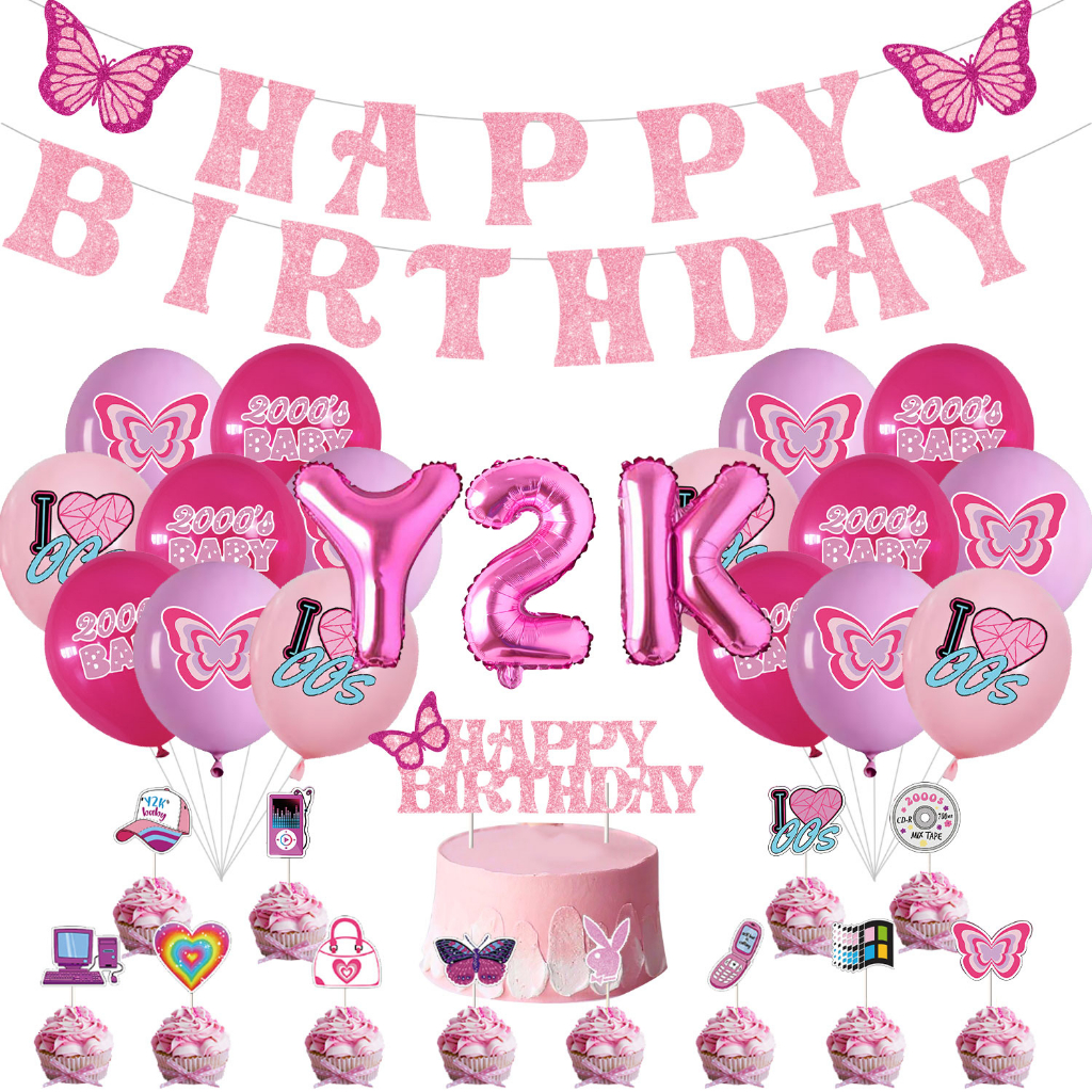 CHEEREVEAL Y2K Birthday Party Decorations for Girl, Y2k Party Supplies ...