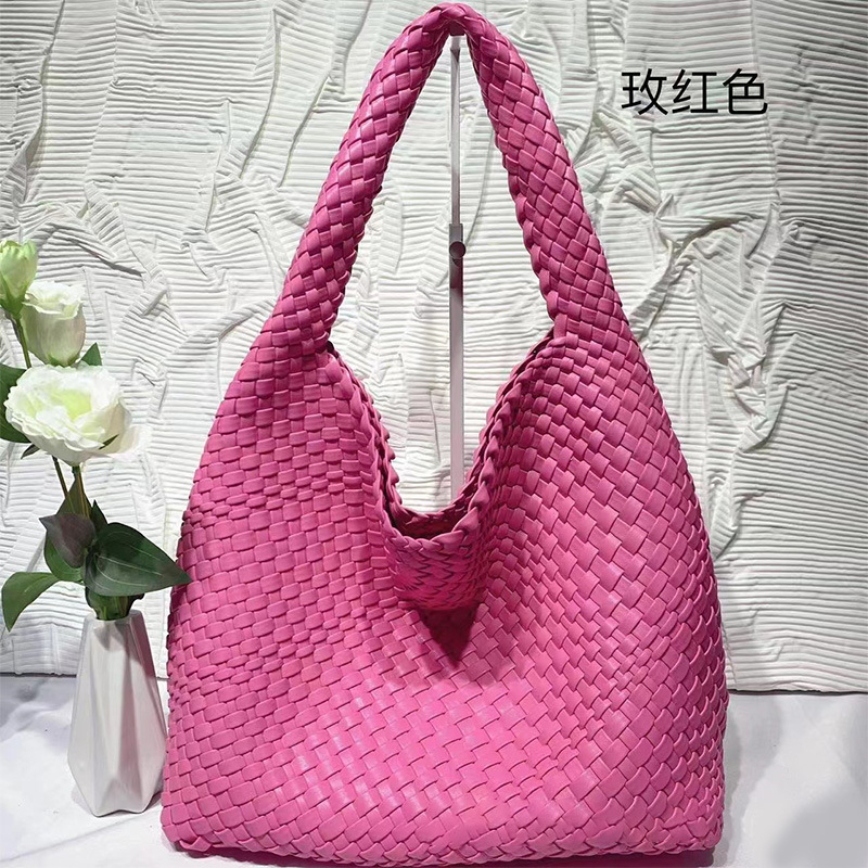 Fashion PU Woven Woman Tote Bag Luxury Brand Soft Leather Handbags For ...