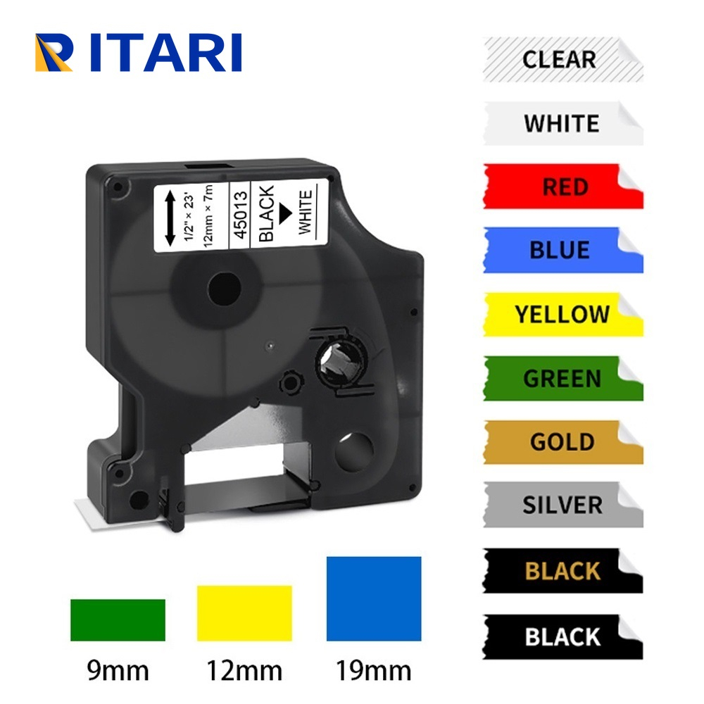 Compatible Dymo D1 Label Tape 12mm Black on White 45013 S0720530 for ...