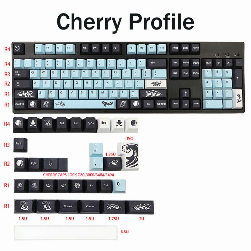 136 Keys GMK Mizu Keycaps cherry Profile PBT Dye Sublimation Mechanical ...